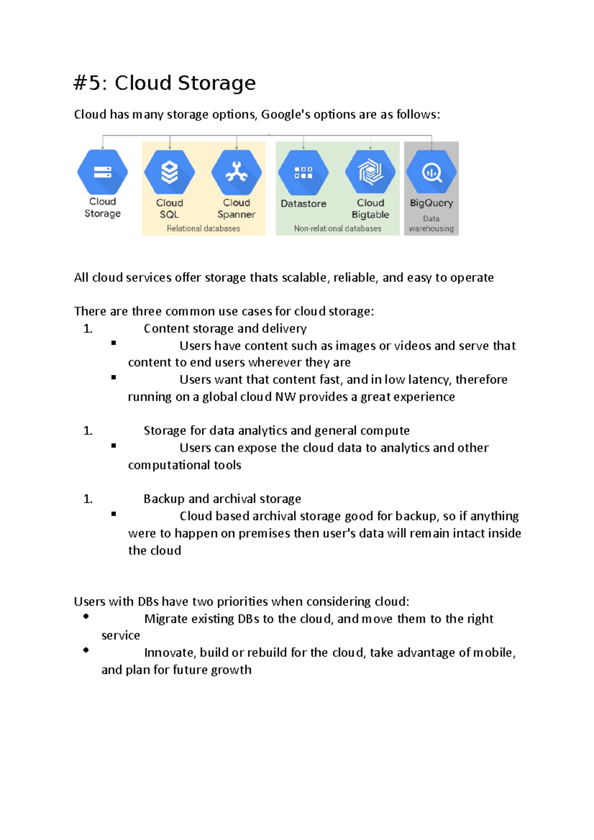 5 Cloud Storage - Lecture notes Week 5 - #5: Cloud Storage Cloud has ...