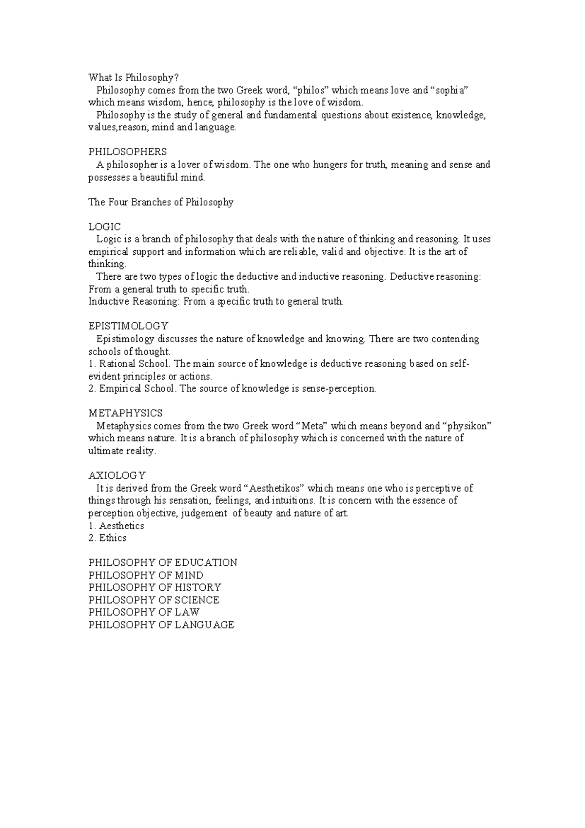 What Is Philosophy - What Is Philosophy? Philosophy comes from the two ...