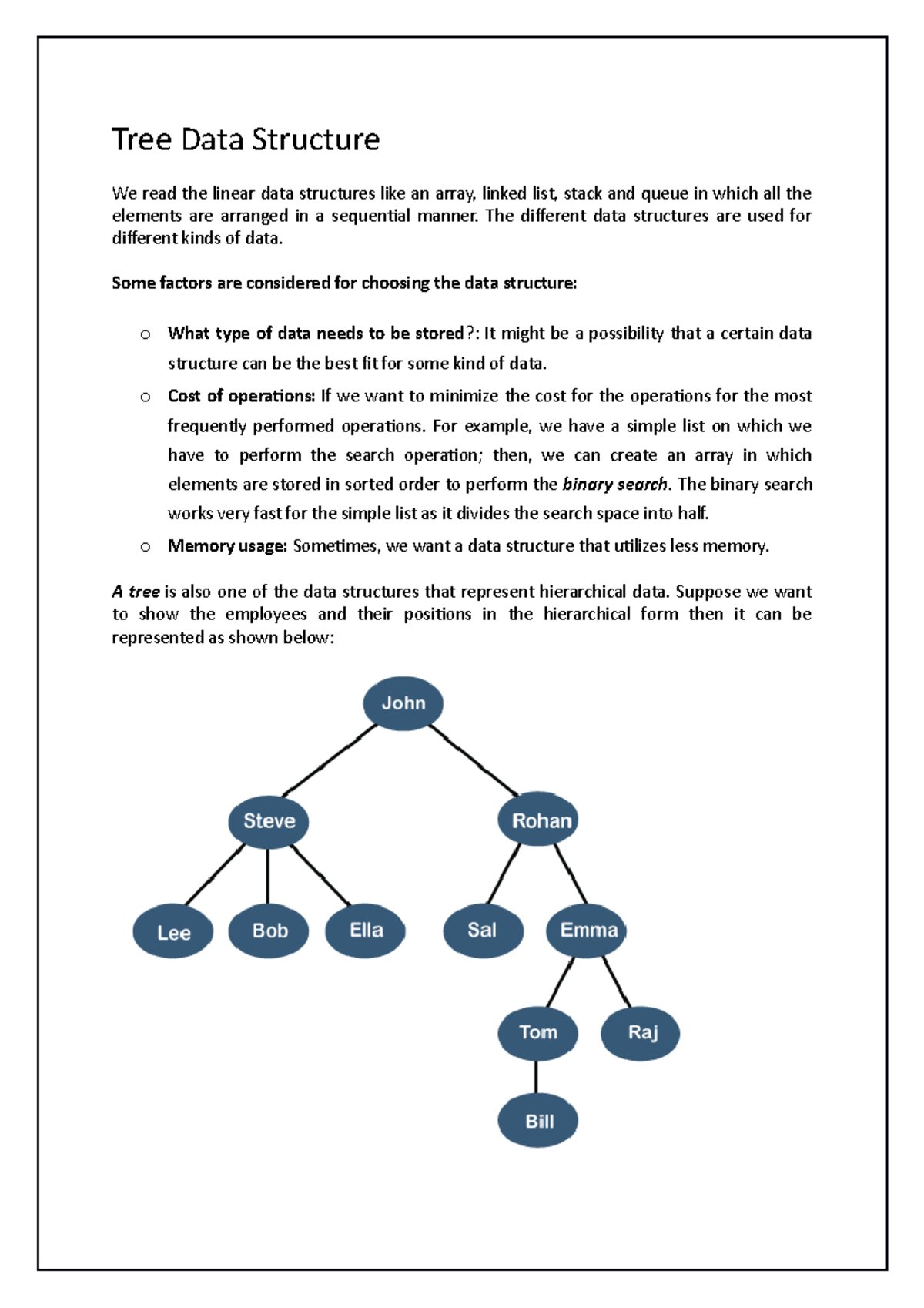 Tree Data Structure - The different data structures are used for ...