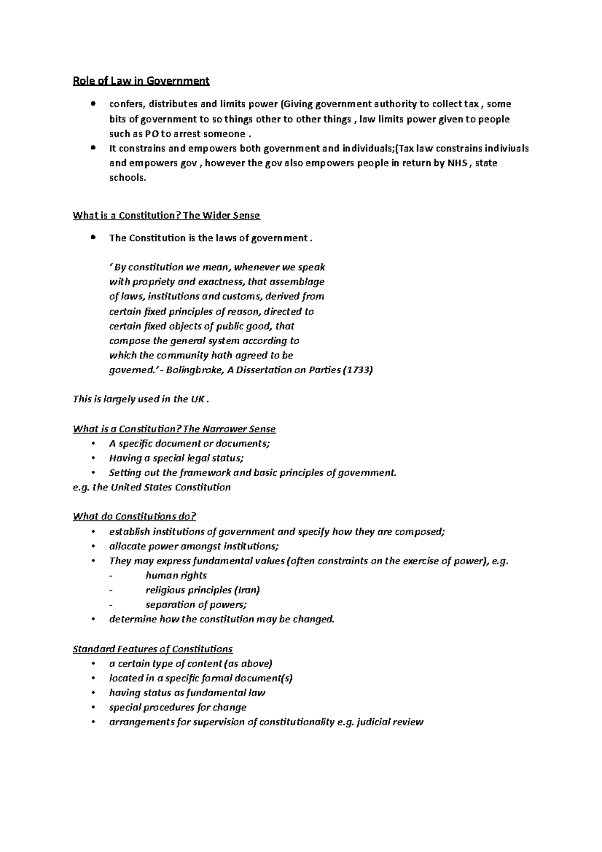 Lecture 3 Notes - Role of Law in Government confers, distributes and ...