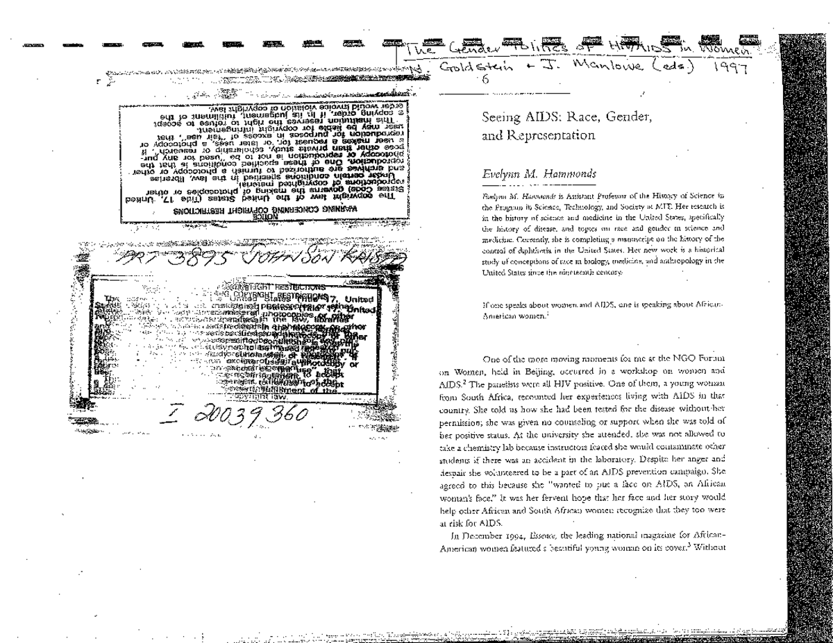 Hammonds article - reading - AFST 106 - Studocu