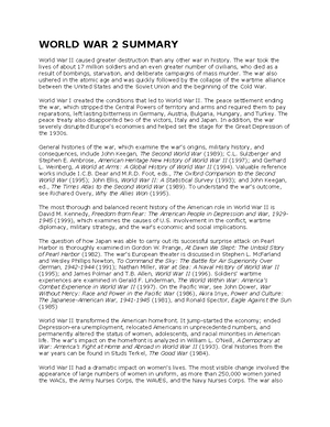 World WAR 1 Summary - WORLD WAR 1 SUMMARY The Associated Press ranked ...