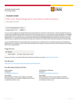 Cours 2 Motivation intrinsèque et extrinsèque 1 par page - Psychologie ...