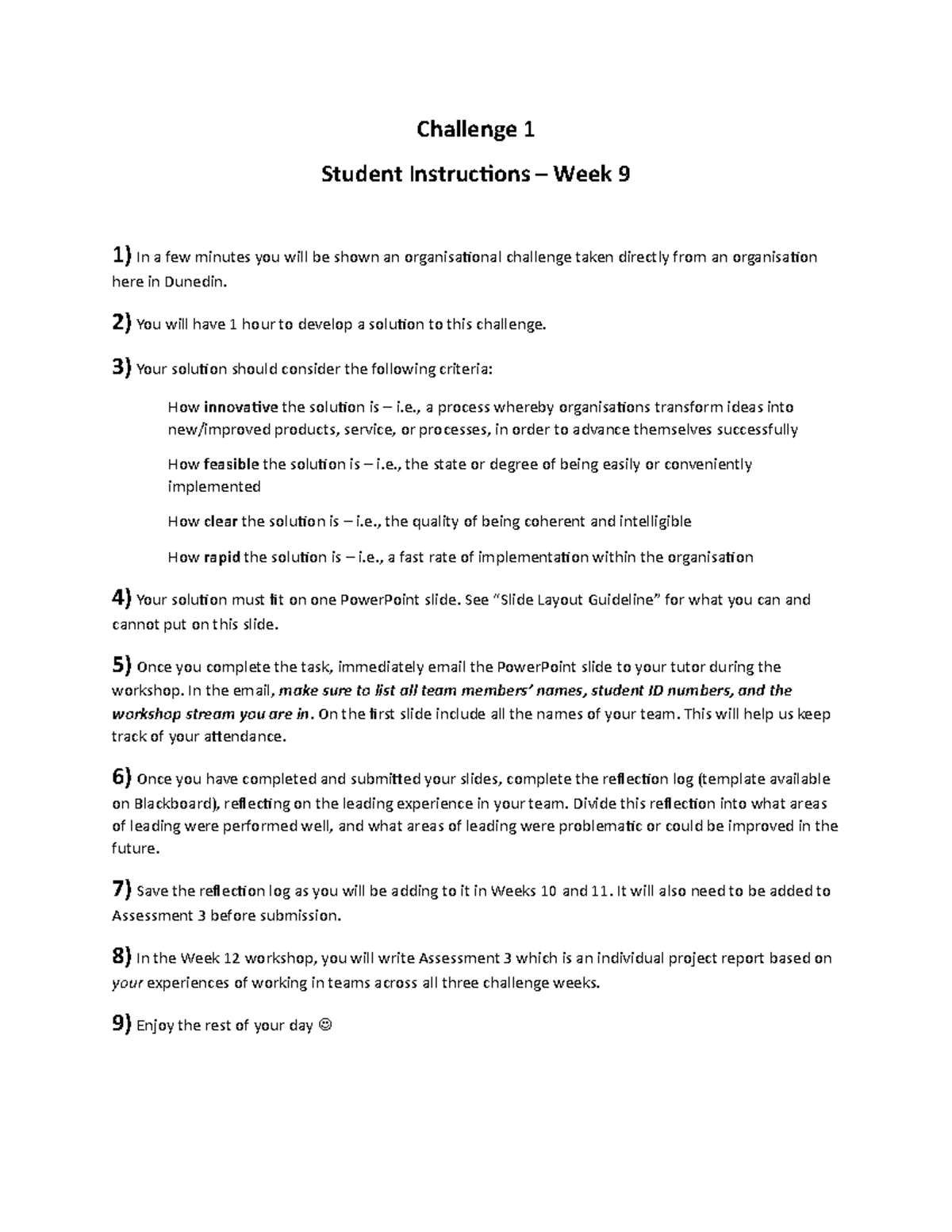 Student Instructions Challenge 1 mant101 2022(1) - Challenge 1 Student Instructions – Week 9 1 ...