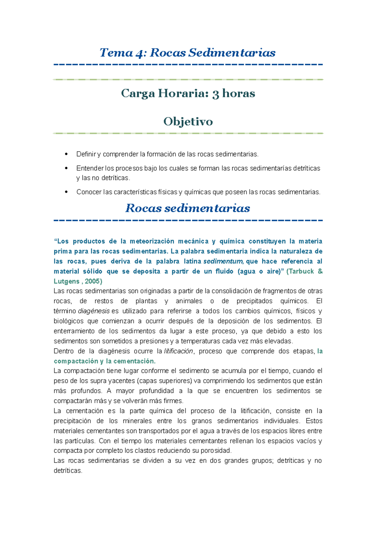 Rocas sedimentarias - repaso de clase - Tema 4: Rocas Sedimentarias ...