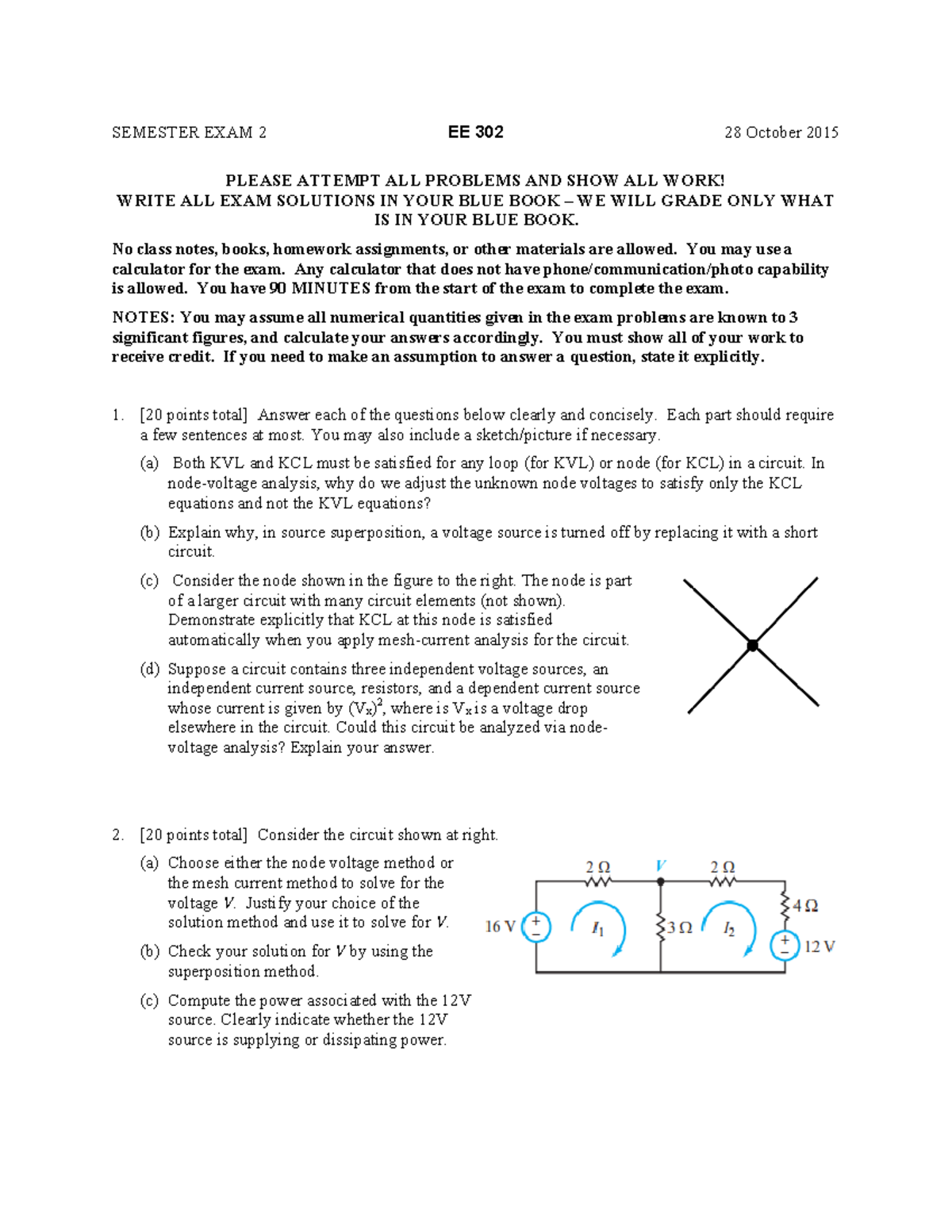 EE 302 Exam 2 and histogram F15 - SEMESTER EXAM 2 EE 302 28 October ...