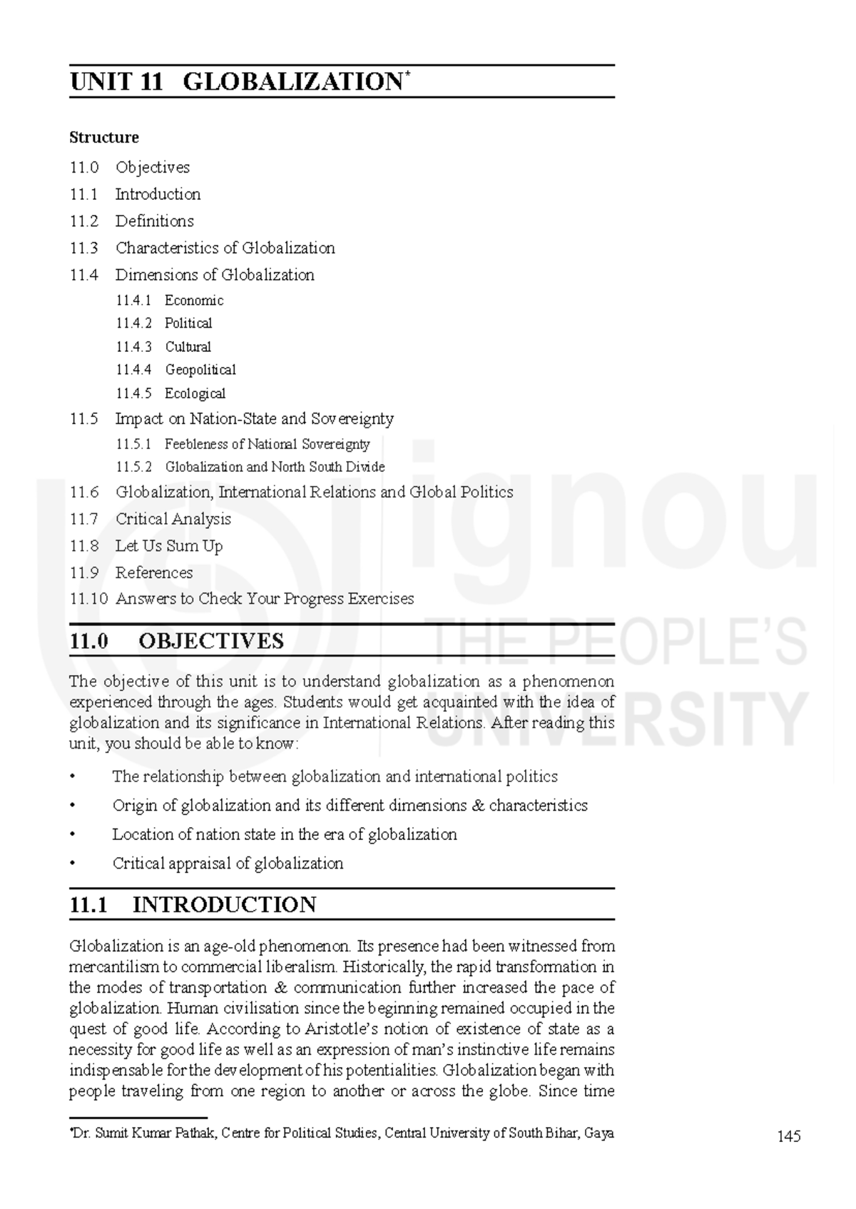 Few Notes on Globalization - Emerging Centres of Power UNIT 11 ...