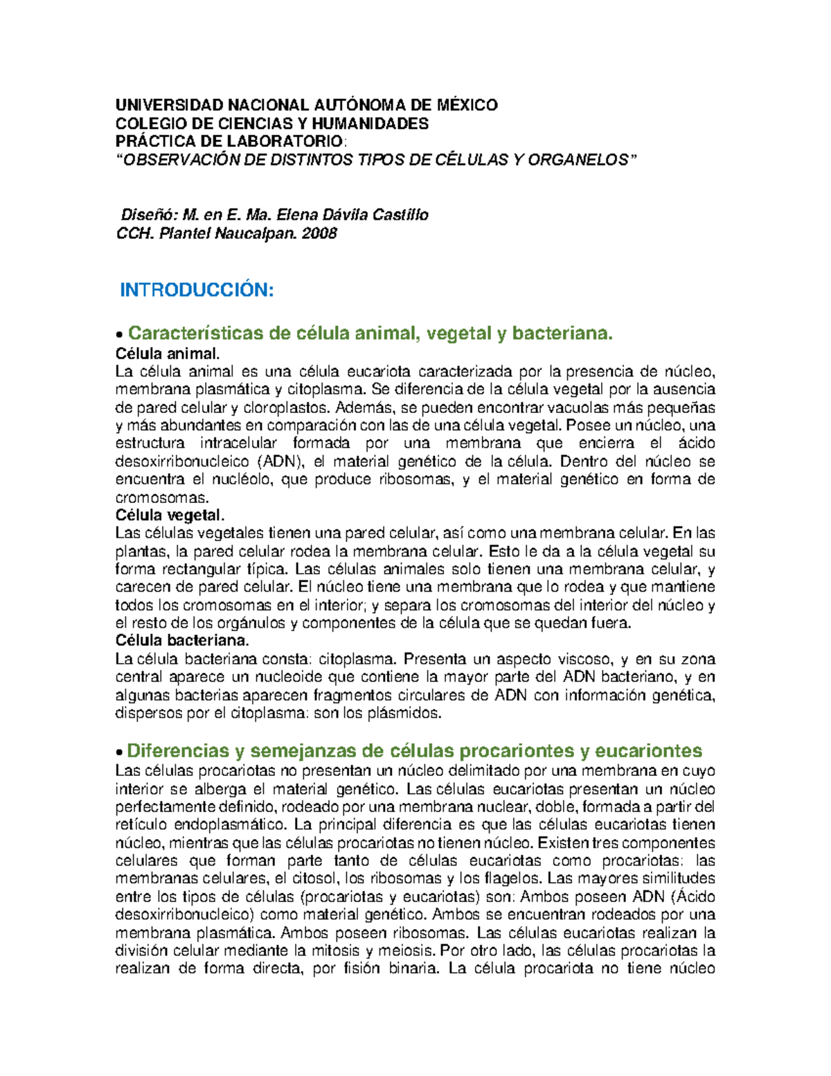 Pr Ã¡ctica observaci Ã³n de distintos tipos celulares y de organelos - UNIVERSIDAD NACIONAL ...