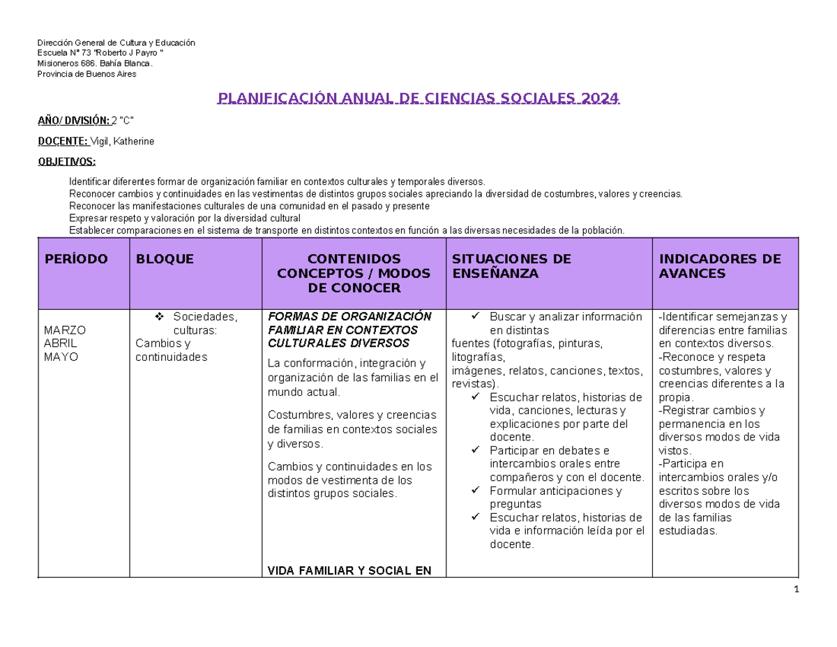 Planificación Anual 2024 cs 2C - Dirección General de Cultura y ...