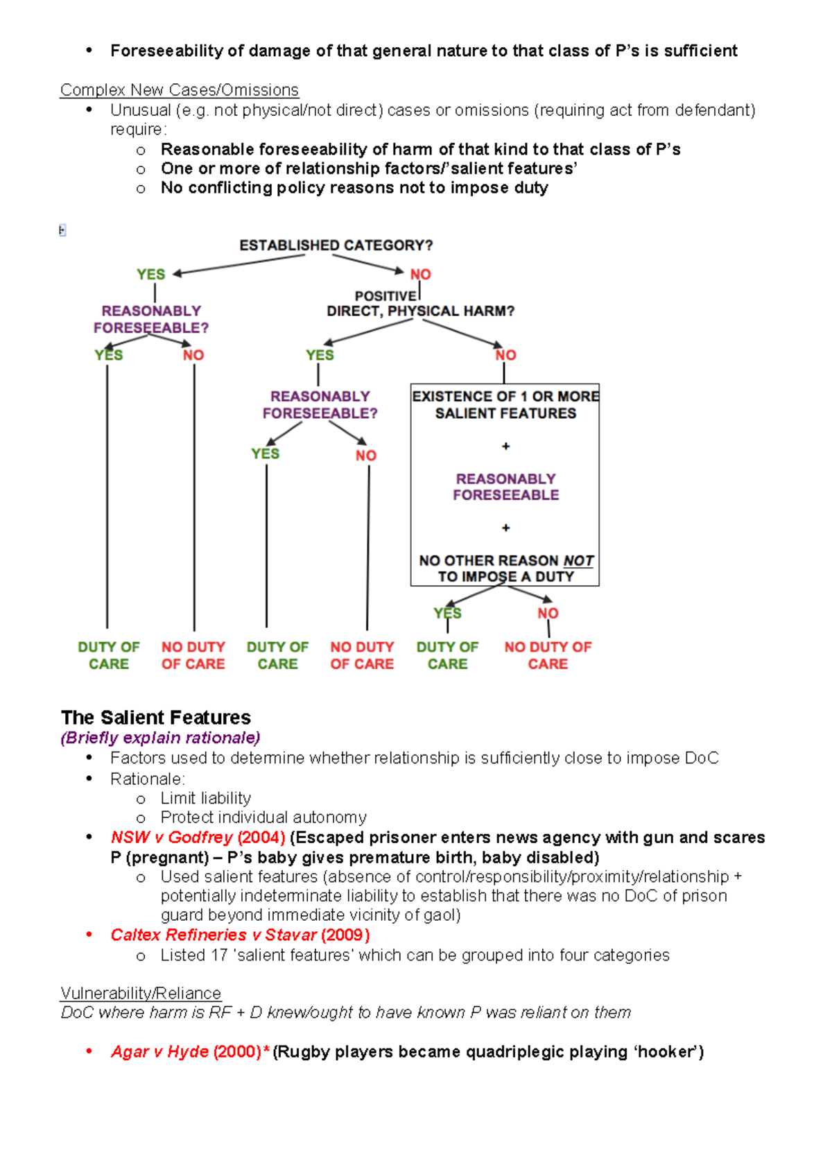 Salient Factors - practice - Foreseeability of damage of that general ...