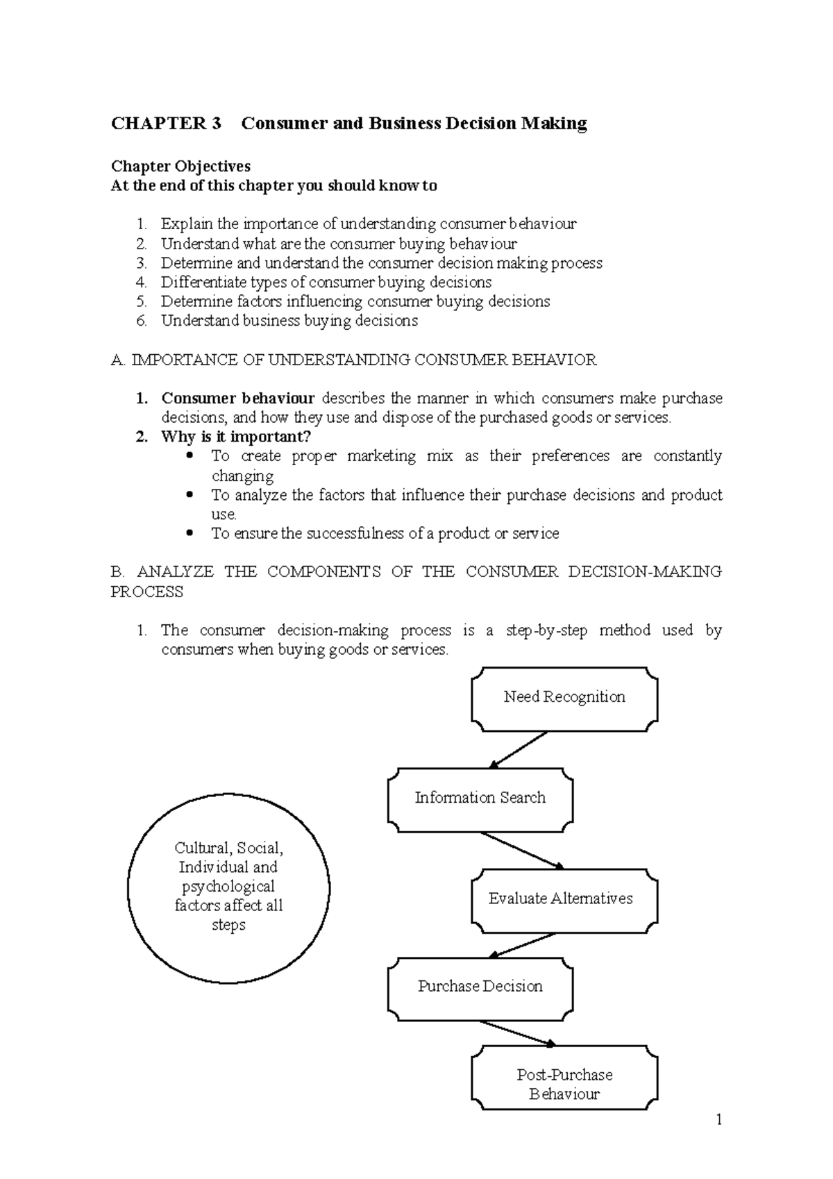 Chapter 3 Consumer and Business Decision Making - CHAPTER 3 Consumer ...