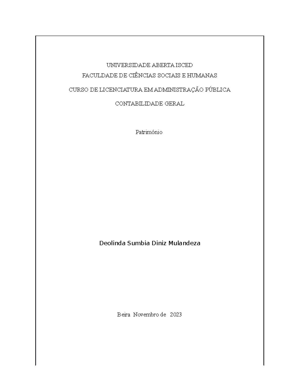 Contabilidade - Interpretação - UNIVERSIDADE ABERTA ISCED FACULDADE DE ...