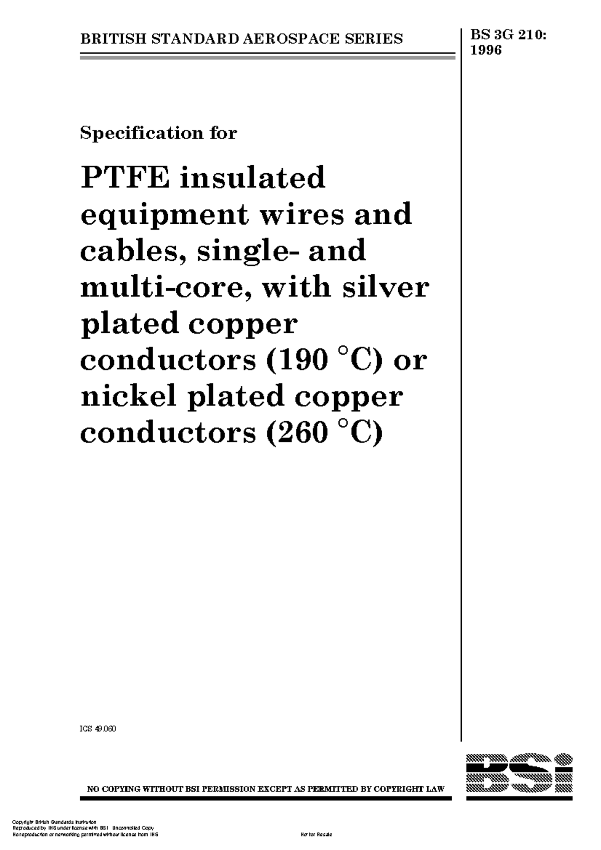 BS 00003 G 210-1996 (1999) - BRITISH STANDARD AEROSPACE SERIES BS 3G ...