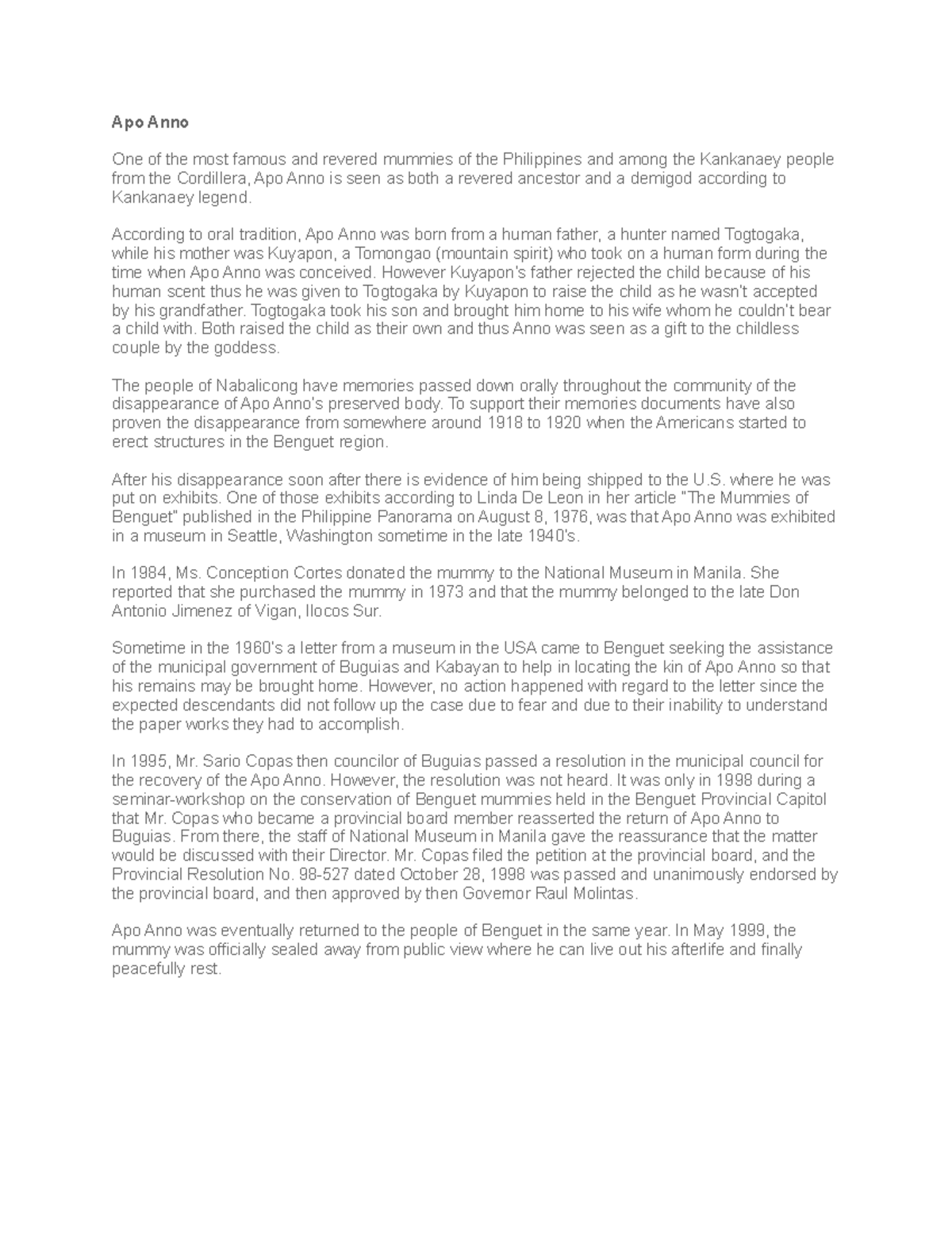 Apo Anno - N/A - Apo Anno One of the most famous and revered mummies of ...