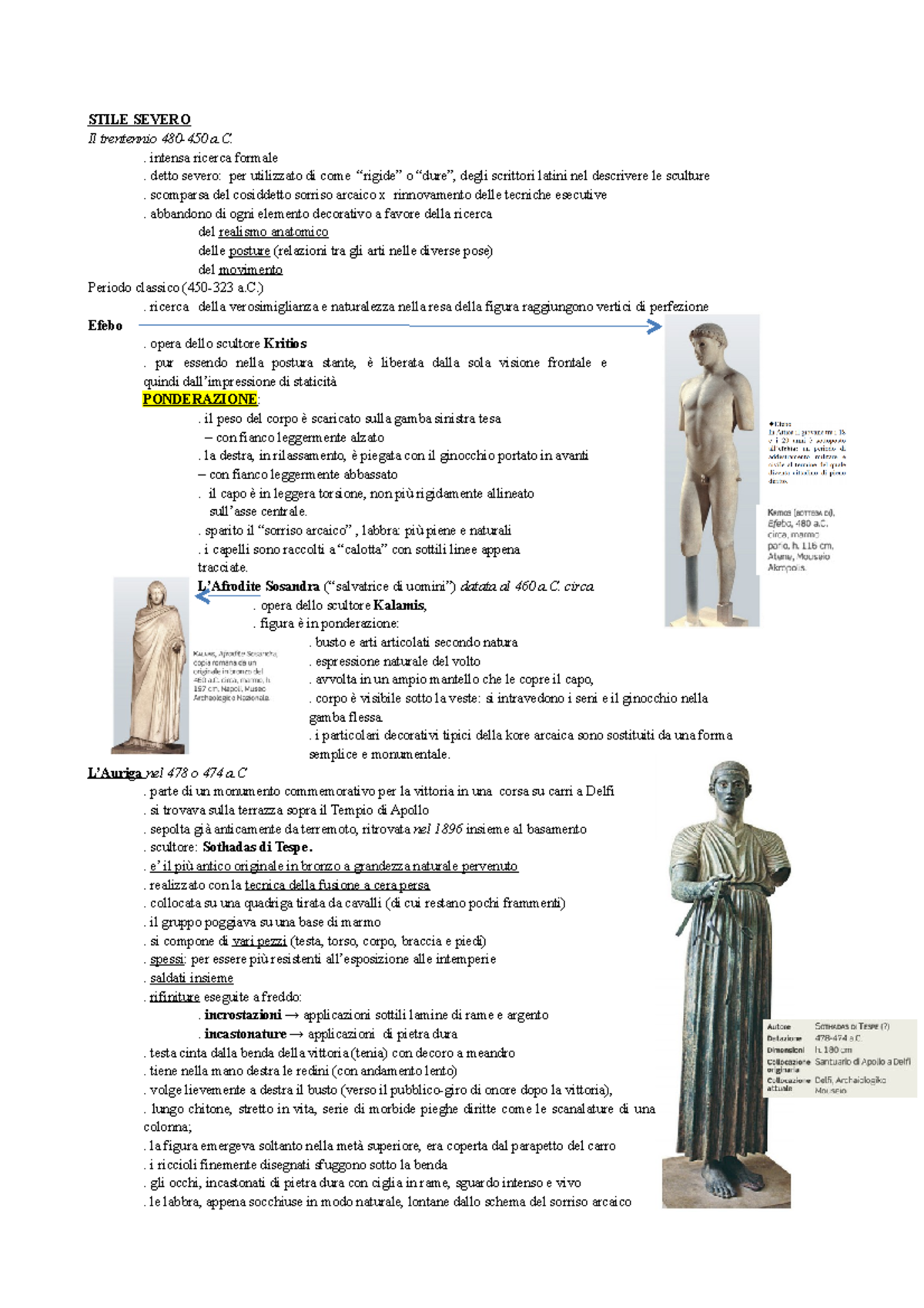 6 - statuaria classica - libro testo - STILE SEVERO Il trentennio 480 ...