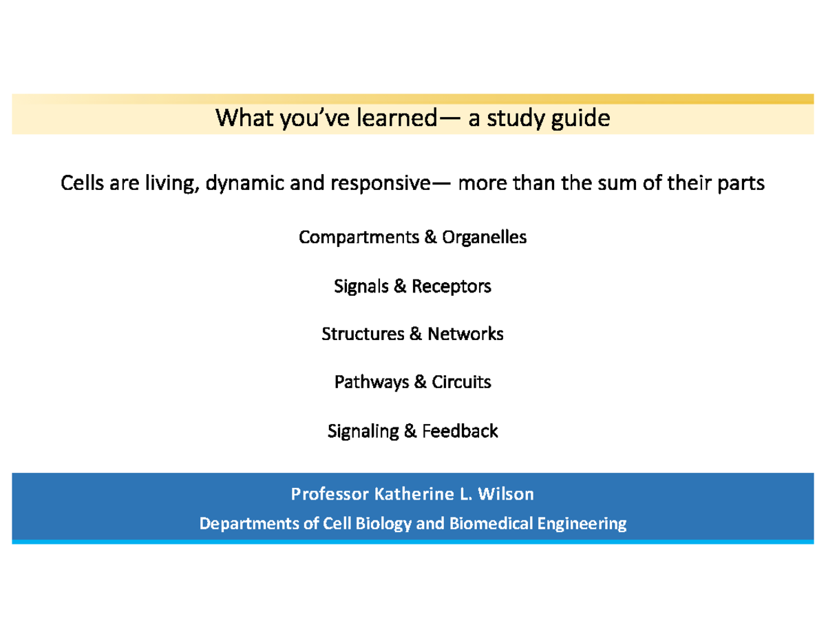 Lec24.2022.What you've learned - What you 9 ve learned 4 a study guide ...