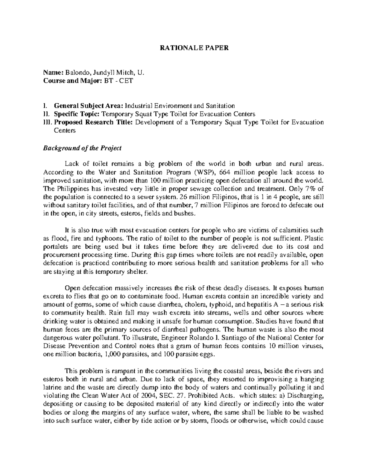 Sample-Rationale-Paper-Temporary Portable Toilet - RATIONALE PAPER Name ...