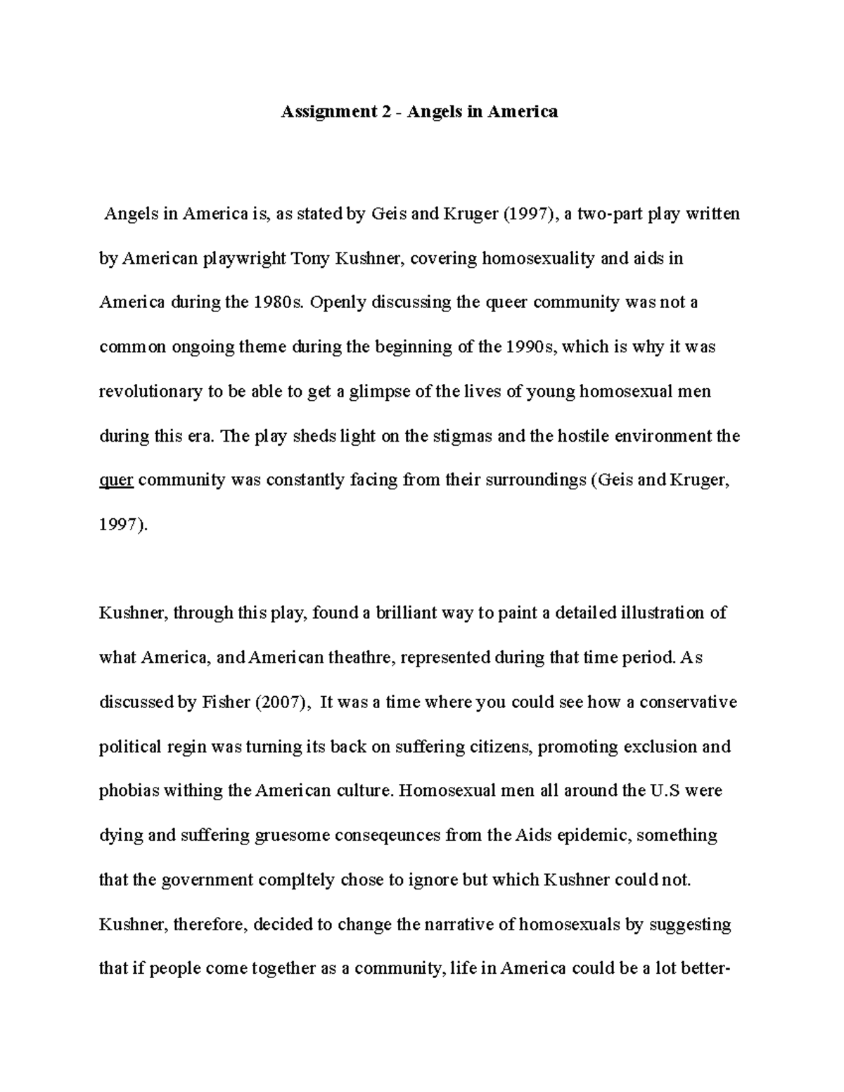 Assignment 2 - Angels in America - Assignment 2 - Angels in America ...