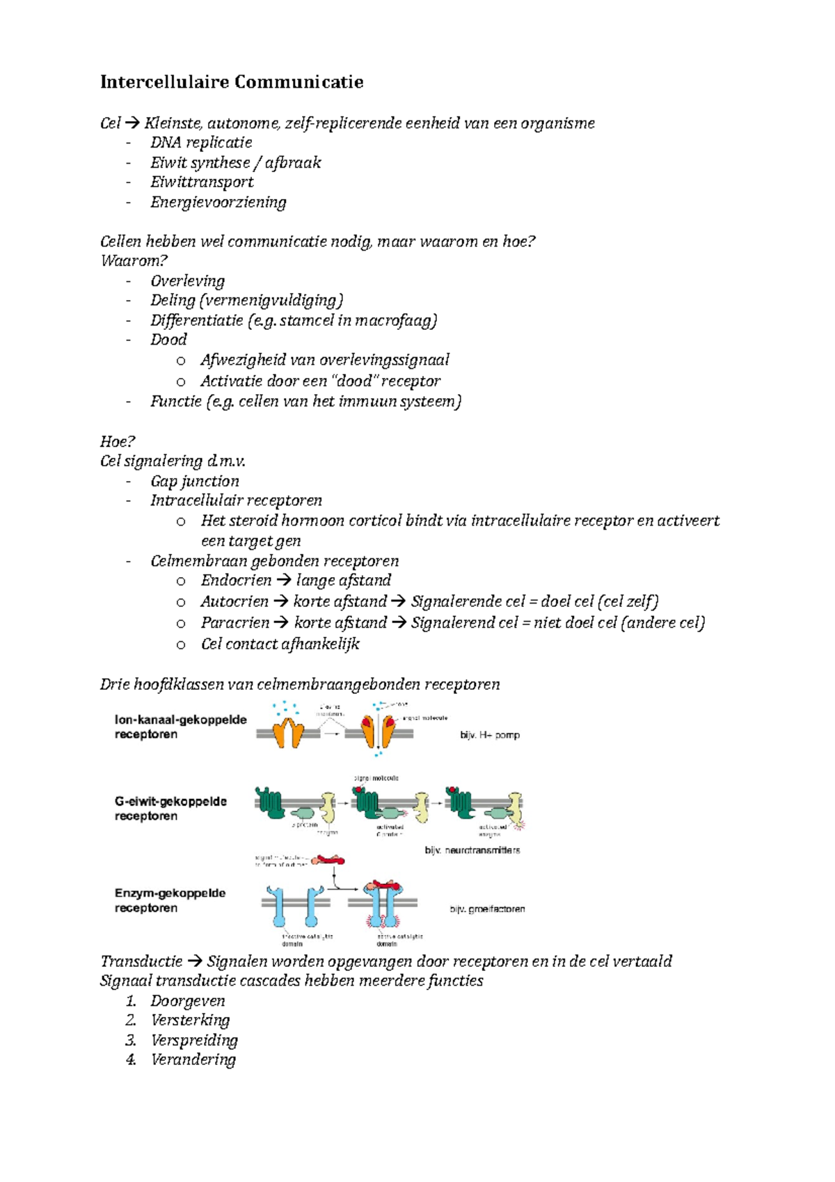 Intercellulaire Communicatie samenvatting - Intercellulaire ...