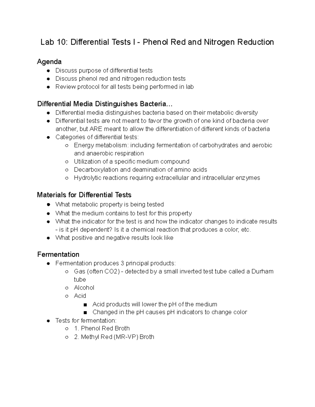 Lab 10 Differential Tests I - Phenol Red and Nitrogen Reduction ...