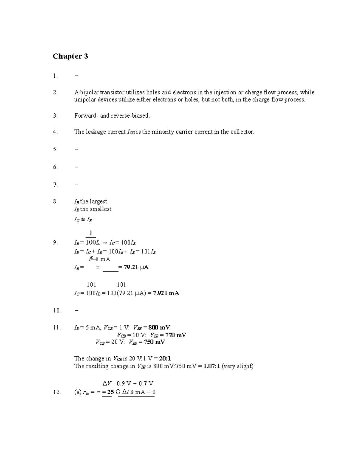 Pdfcoffee - dadada - Chapter 3 1. − A bipolar transistor utilizes holes and electrons in the ...