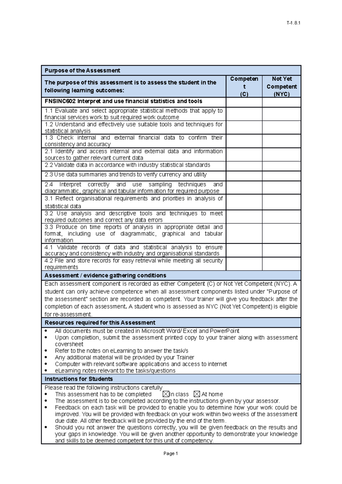 Business Statistics - Assessment and Marking Guide - Purpose of the ...