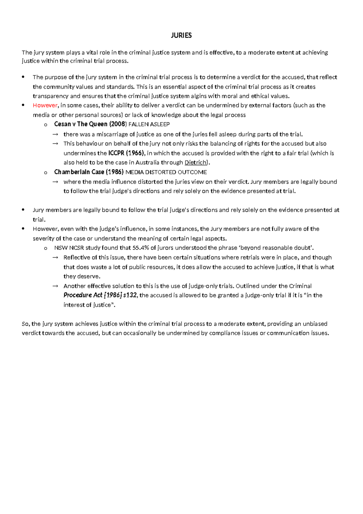 Essay Plan Crime - eeee - JURIES The jury system plays a vital role in ...