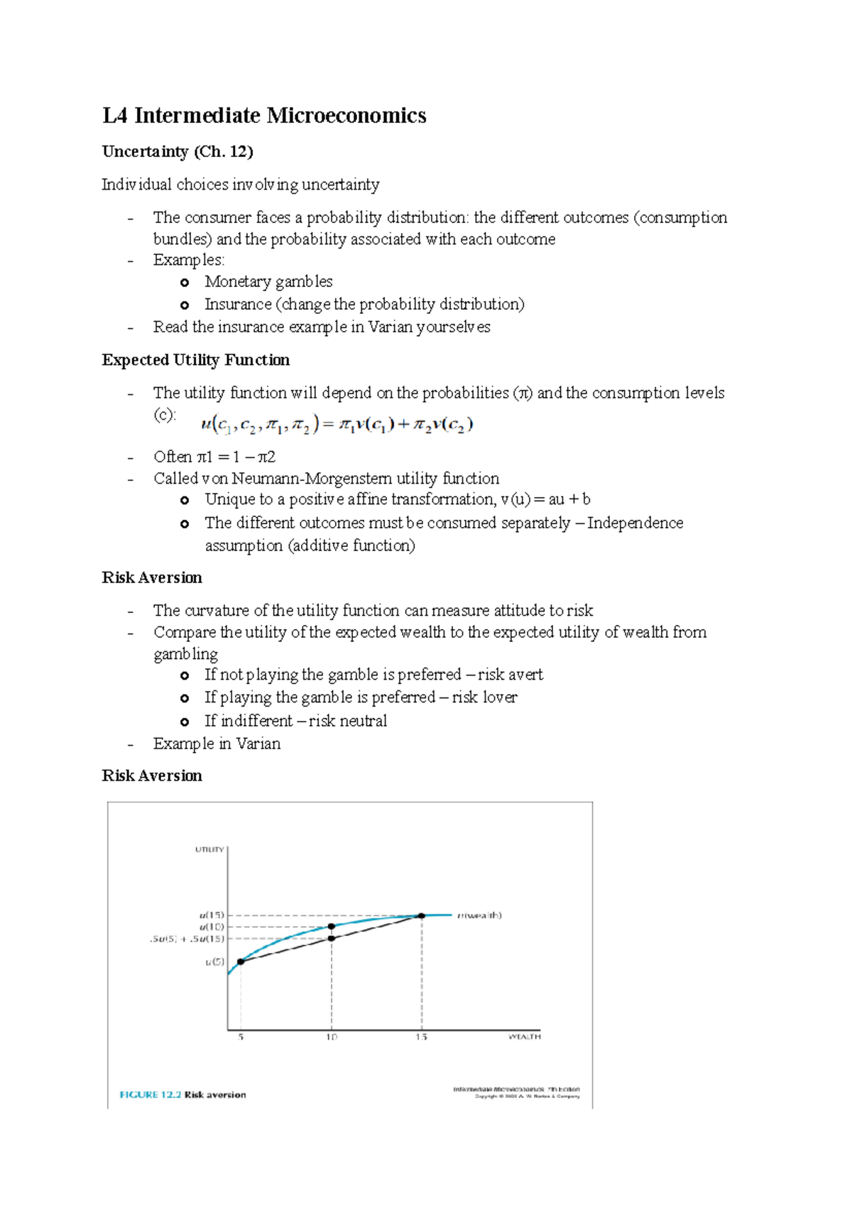 L4 Intermediate Micro - L4 Intermediate Microeconomics Uncertainty (Ch ...