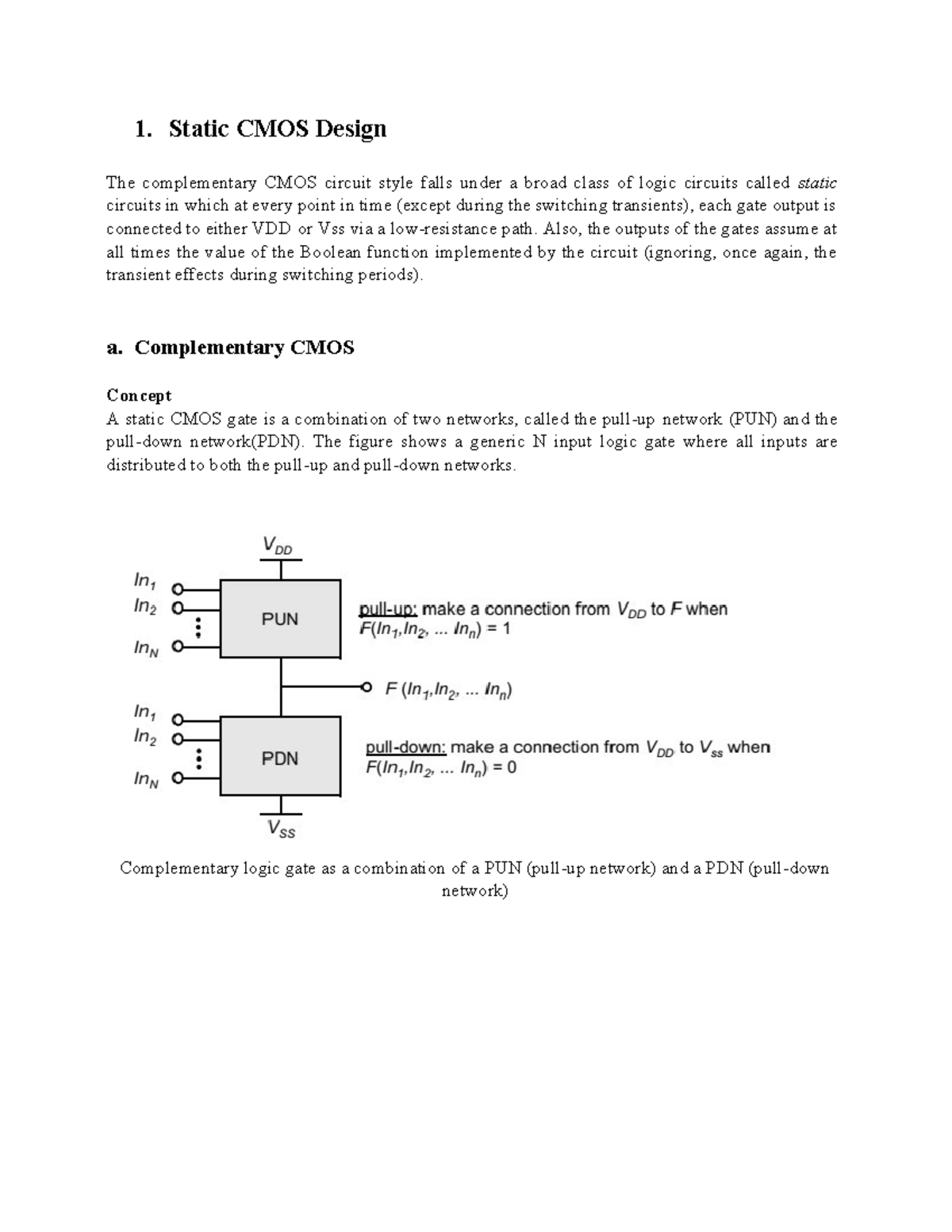 Static design Final AS PER Notes - 1. Static CMOS Design The ...