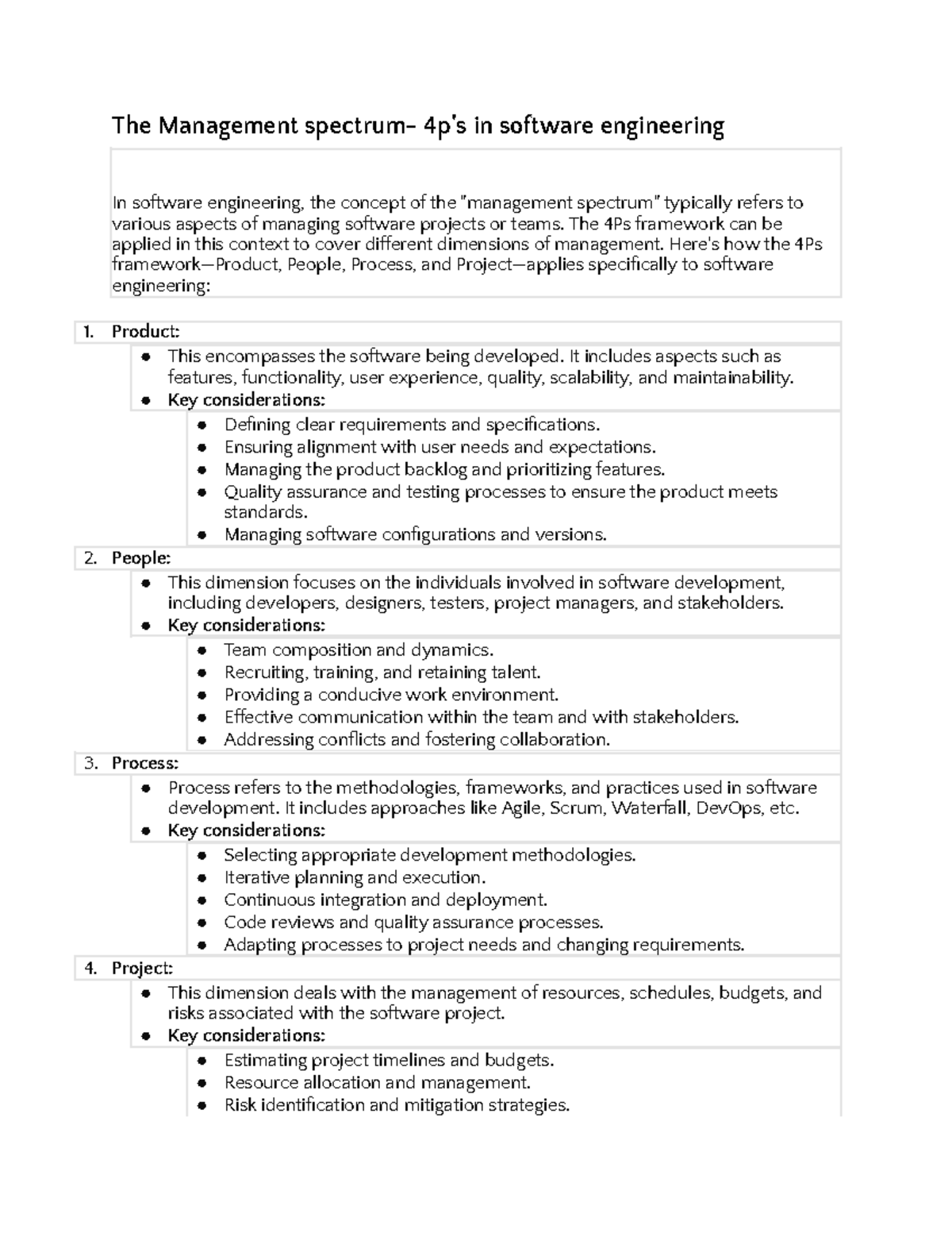 Module 6 - Software Testing - The Management spectrum- 4p's in software ...