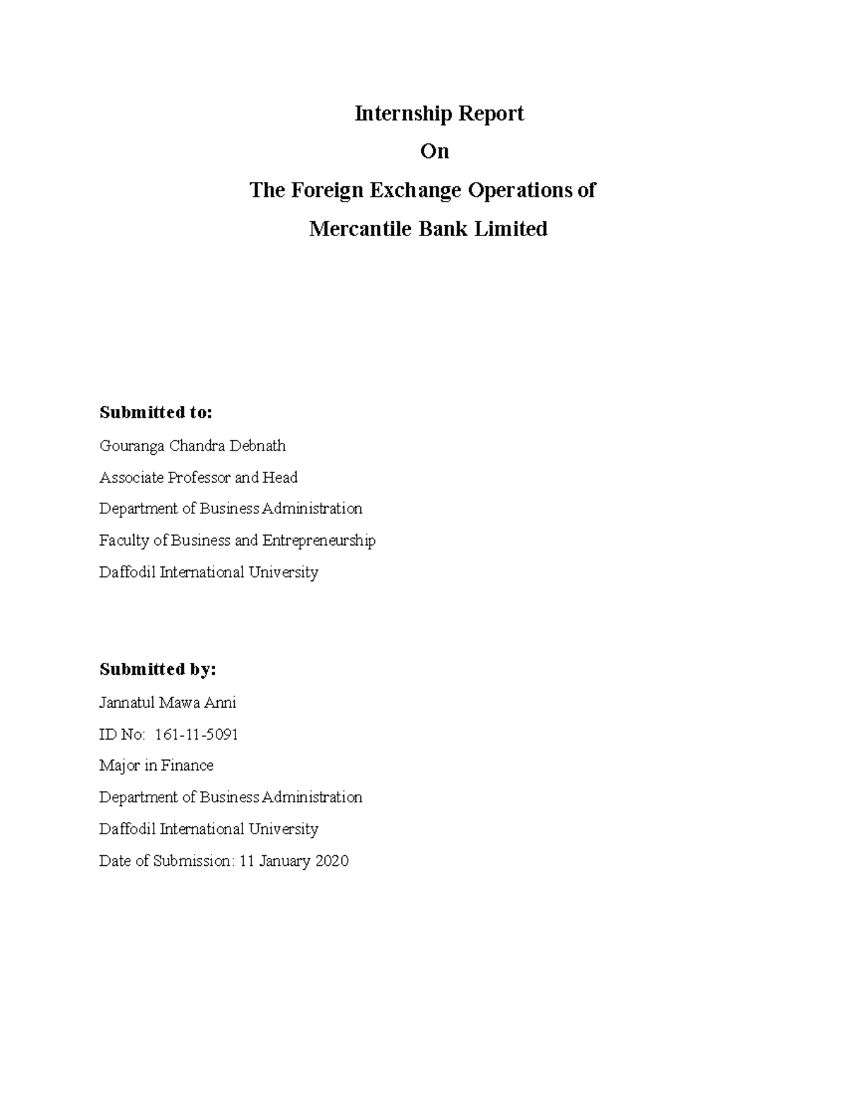 Internship Report - Internship Report On The Foreign Exchange ...