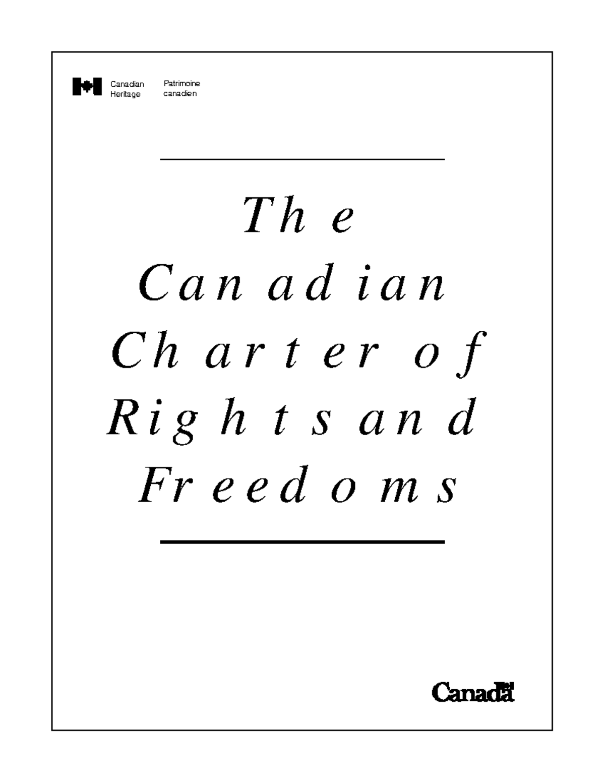 Canadian Charter OF Rights AND Freedoms - T h e C a n a d i a n C h a r ...