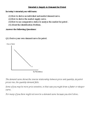 Chapter 2 - Supply and demand - Economics - Chapter 2 Supply and Demand ...