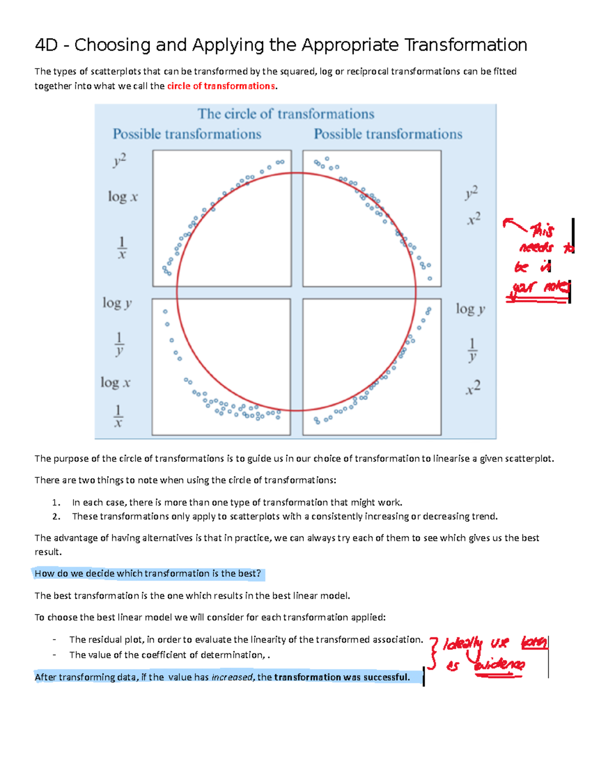 4D - Choosing and Applying the Appropriate Transformation (Completed ...