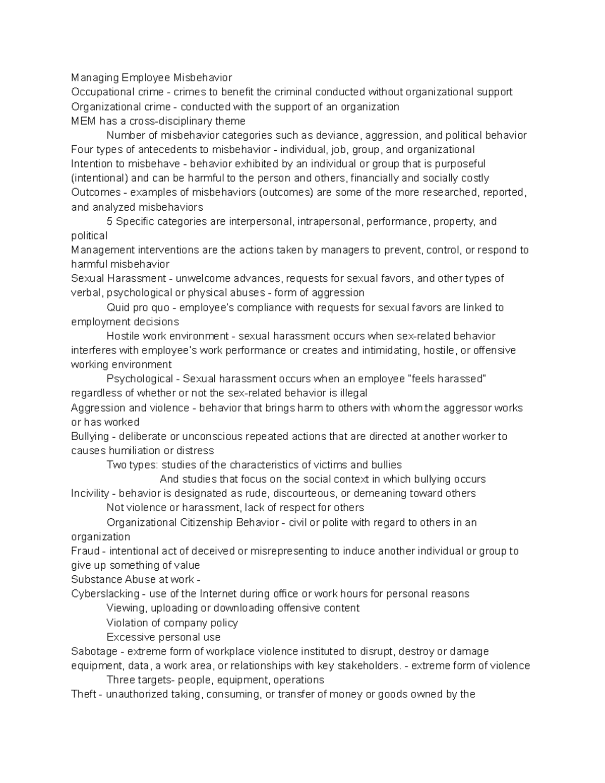Chapter 8 - Management - Employee Misbehavior, Organizational Crime ...