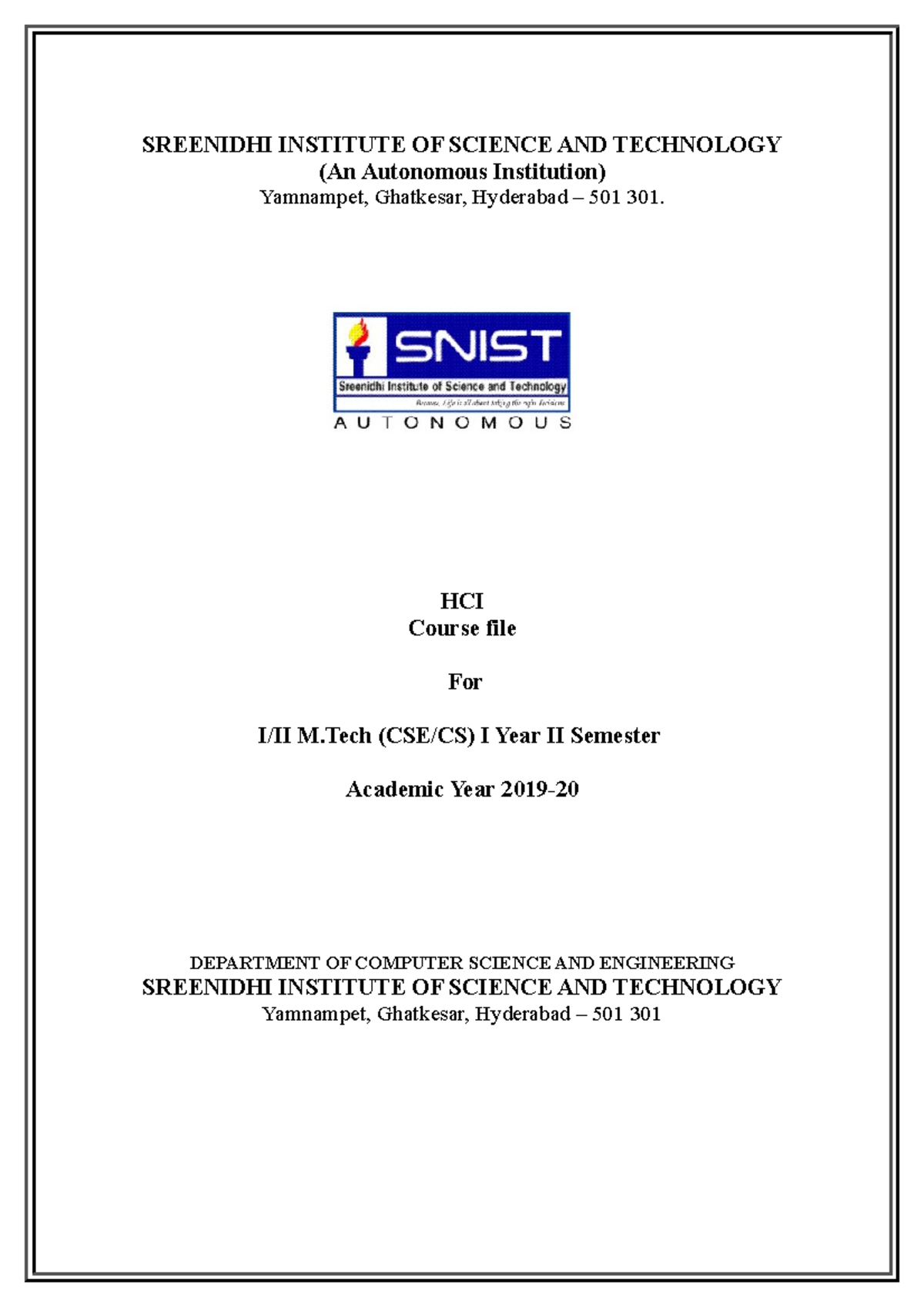 HCI Course file 2019-20 I year II SEM CSE and CSE-M - SREENIDHI ...