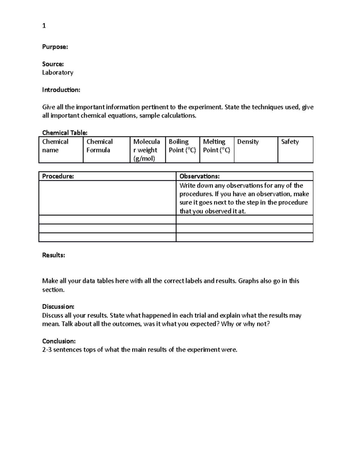 Test - test - 1 Purpose: Source: Laboratory Introduction: Give all the ...