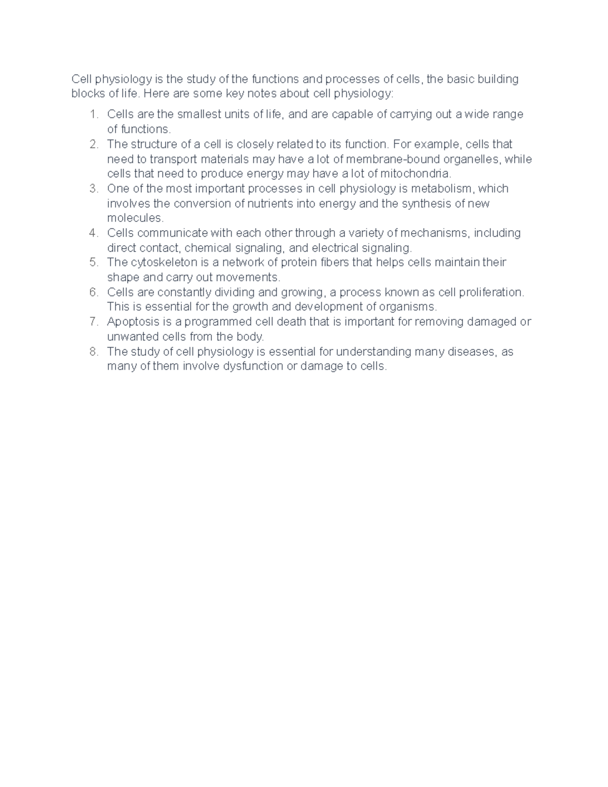 Biophysics notes - Cell physiology is the study of the functions and ...