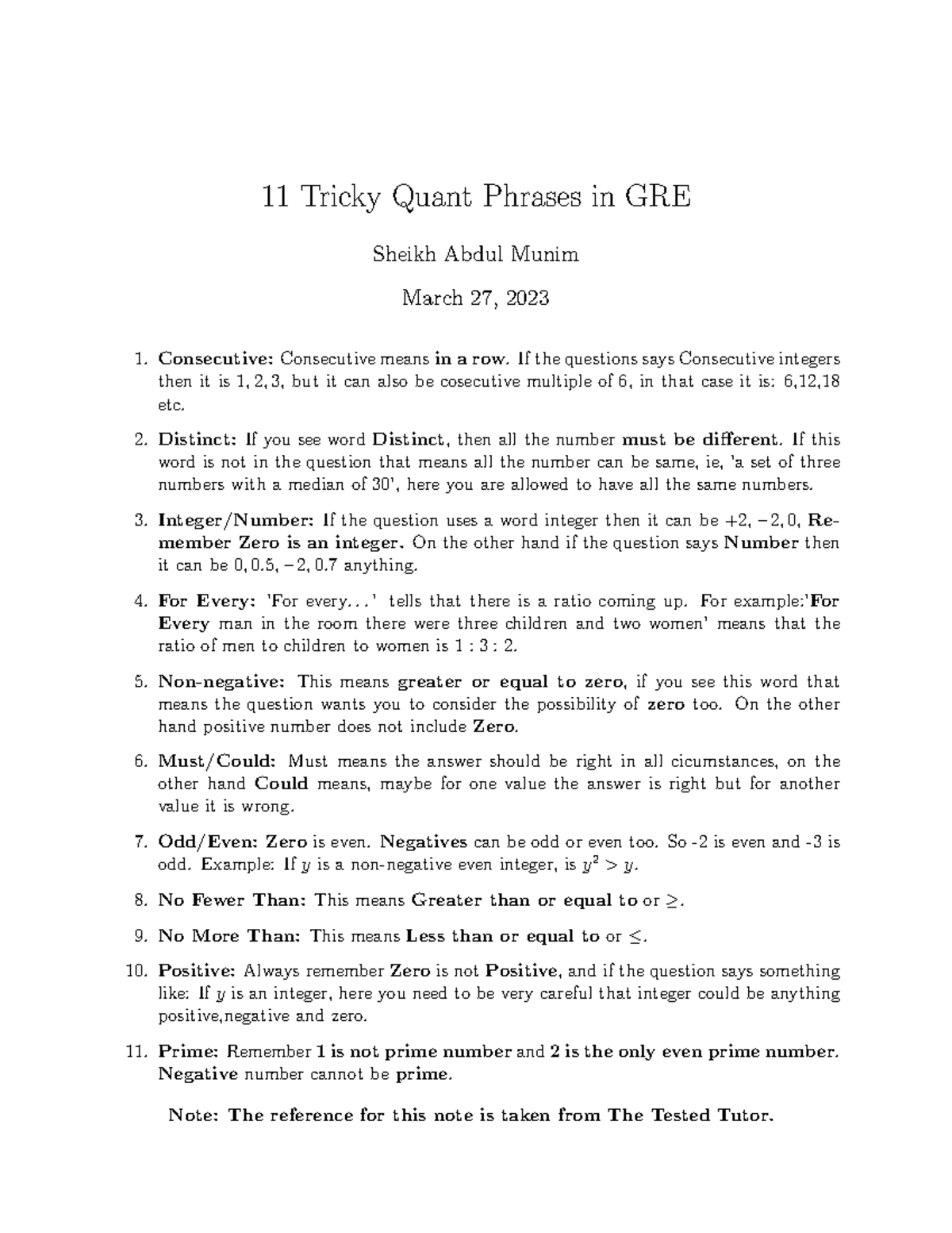 GRE Quant - 11 Tricky Quant Phrases in GRE Sheikh Abdul Munim March 27 ...