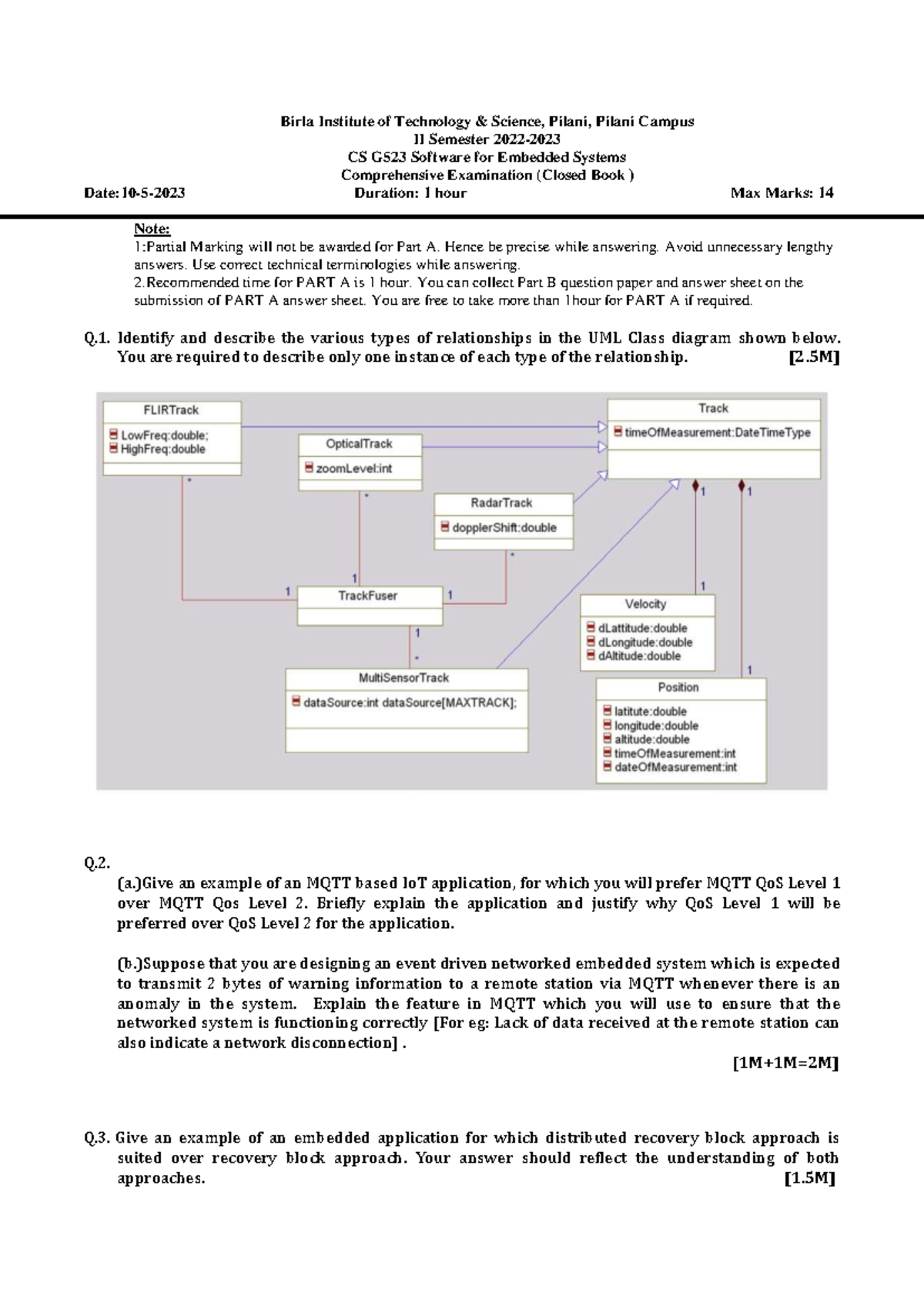 Compre-Part A - comprehensive paper - Birla Institute of Technology & Science, Pilani, Pilani ...