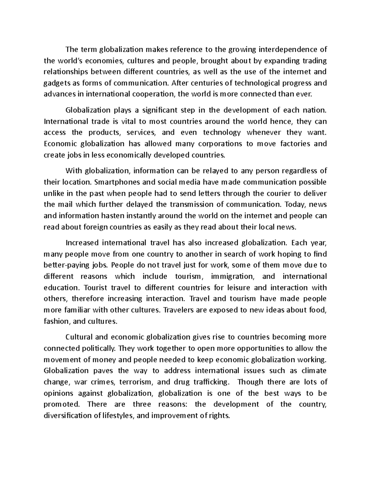 Globalization - After centuries of technological progress and advances ...