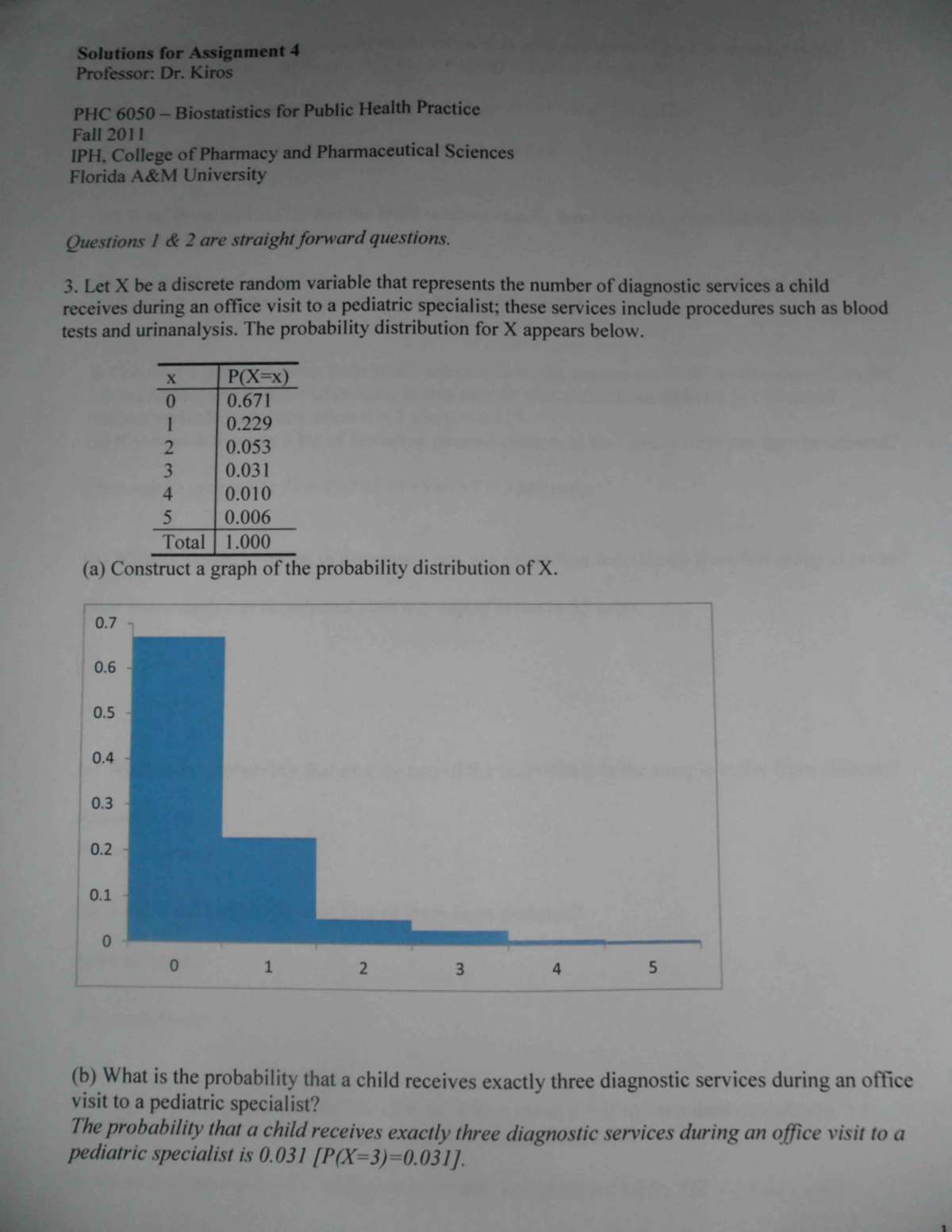 Homework Assignment 4 - PHC 6050 - Studocu