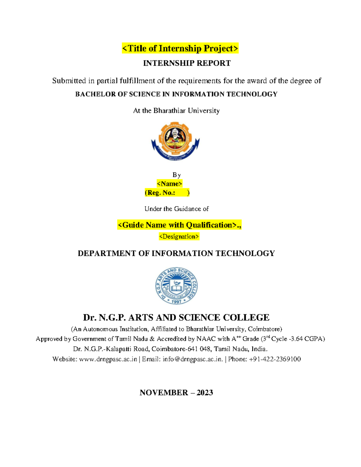 Internship - Template (Batch 2021) - INTERNSHIP REPORT Submitted - Studocu