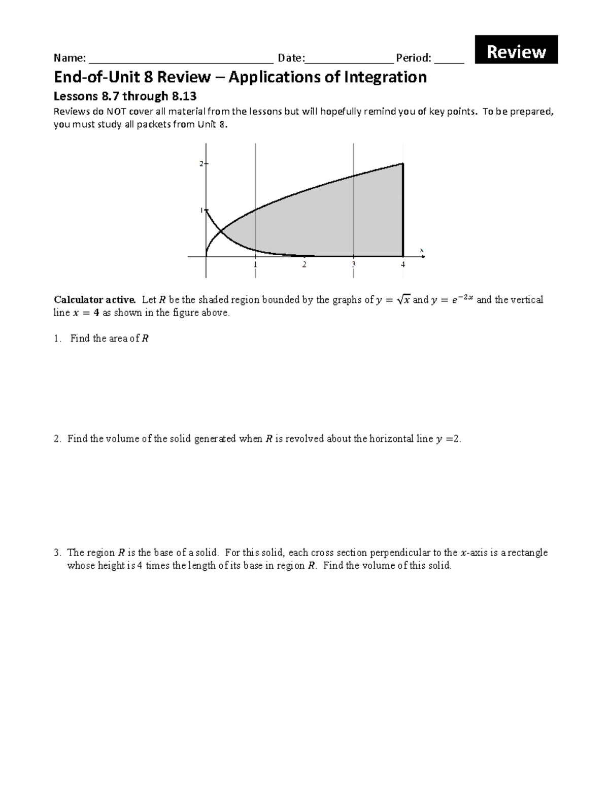 Calcbc end-of-unit 8 review - Name ...