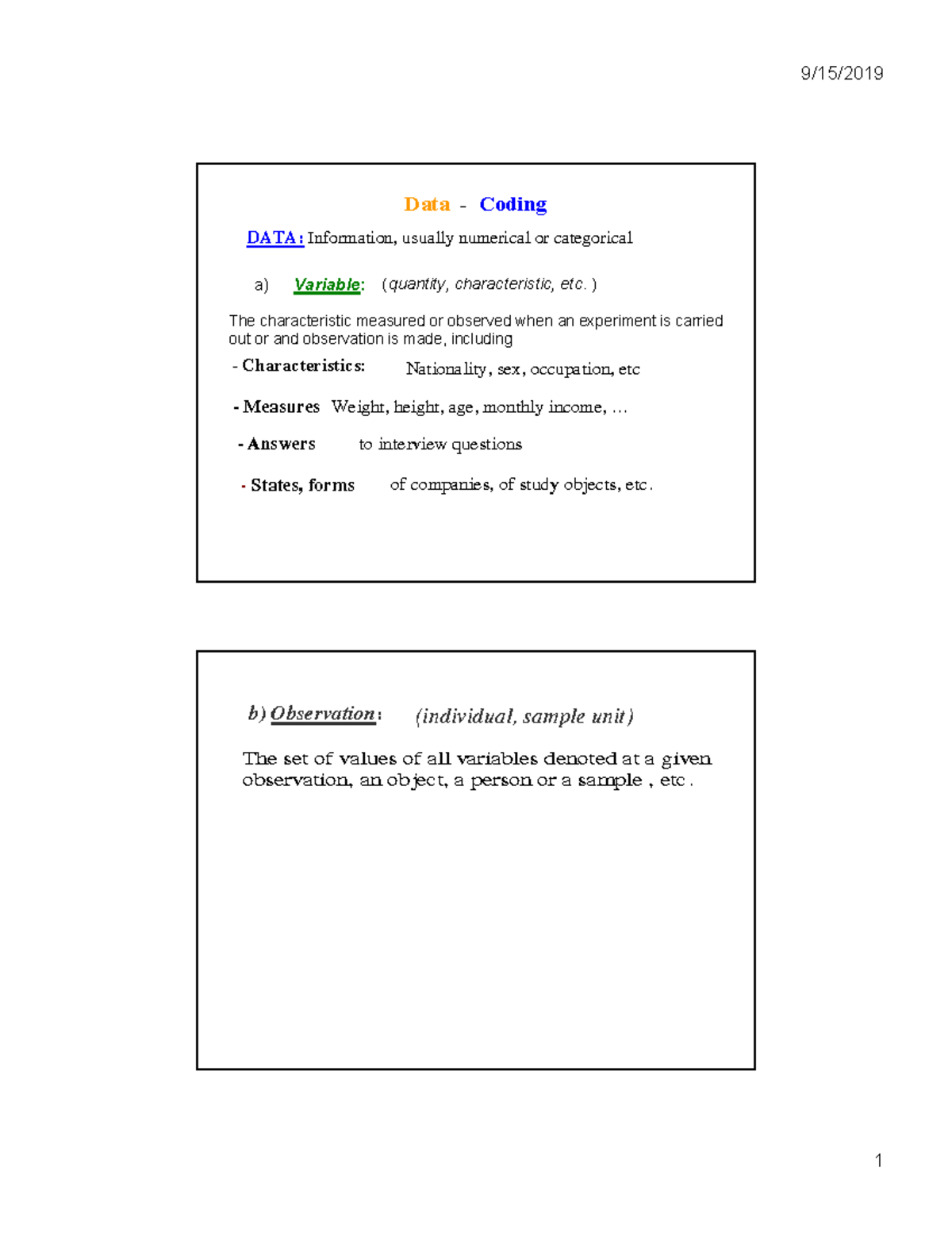 Statistics Lecture S 1-Compatibility-Mode - Data - Coding a) Variable ...