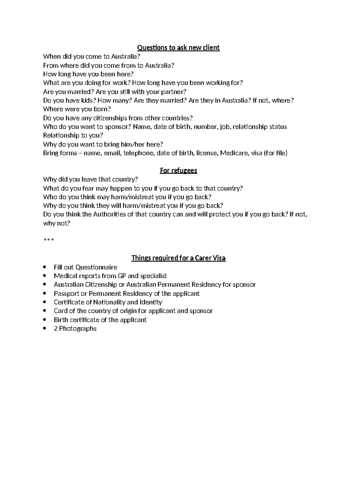 Questions to ask new client - Studocu
