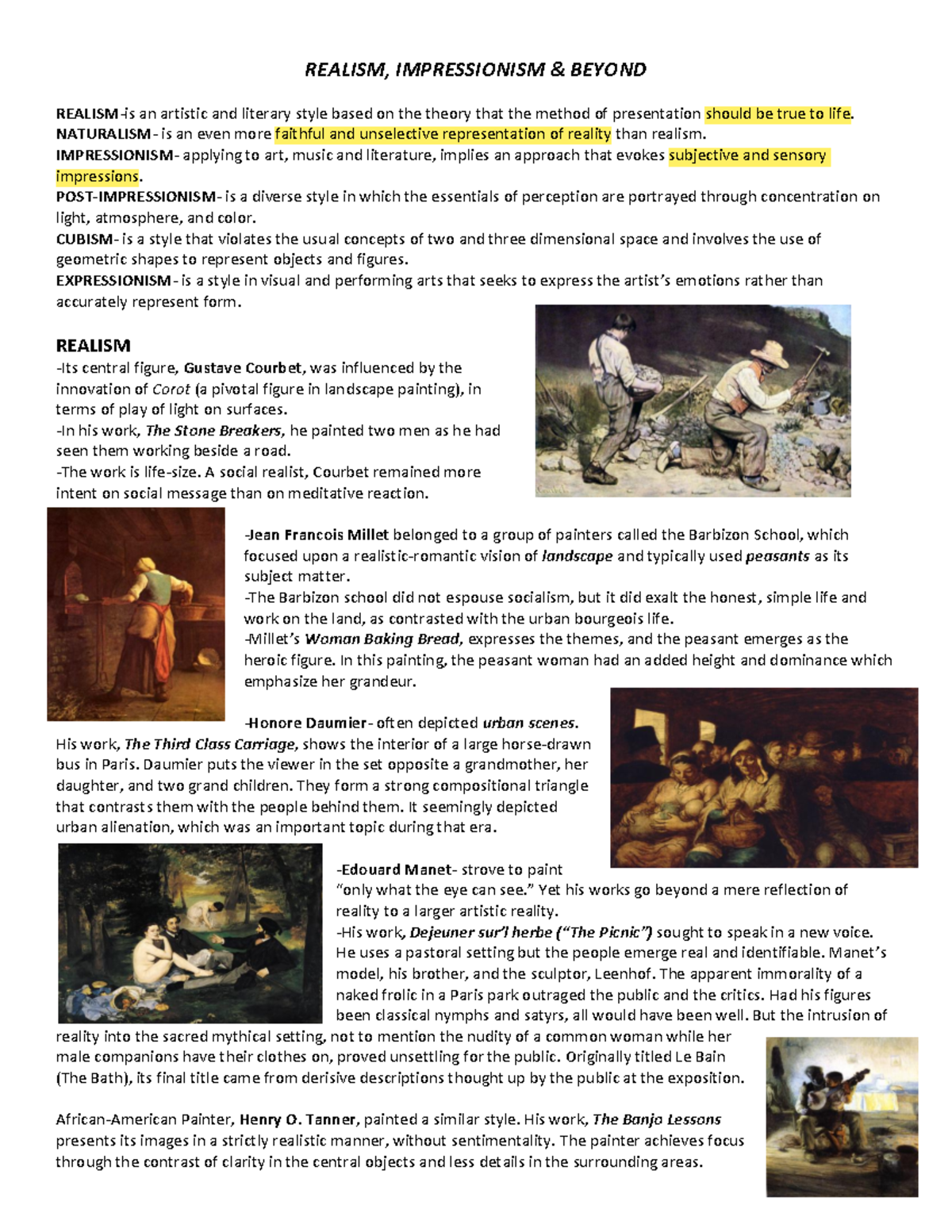 ART-APP- Prelims - dsgdfh - REALISM, IMPRESSIONISM & BEYOND REALISM-is ...