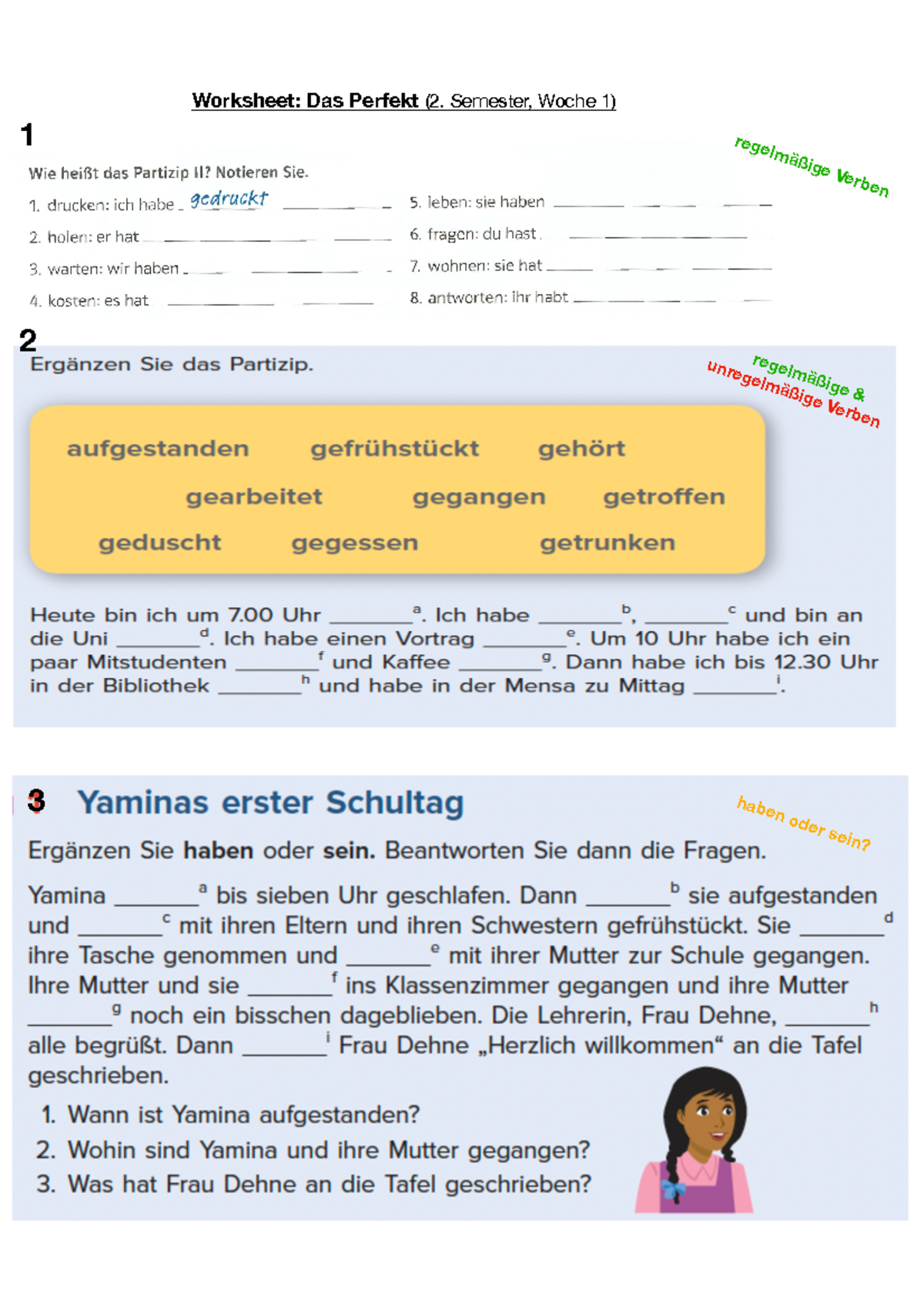 Worksheet Das Perfekt - perkect tense - Worksheet: Das Perfekt (2 ...