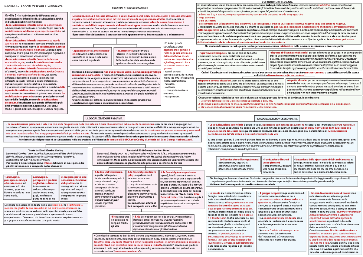 Modulo 5 - Definizione DI Devianza - La socializzazione è il processo ...