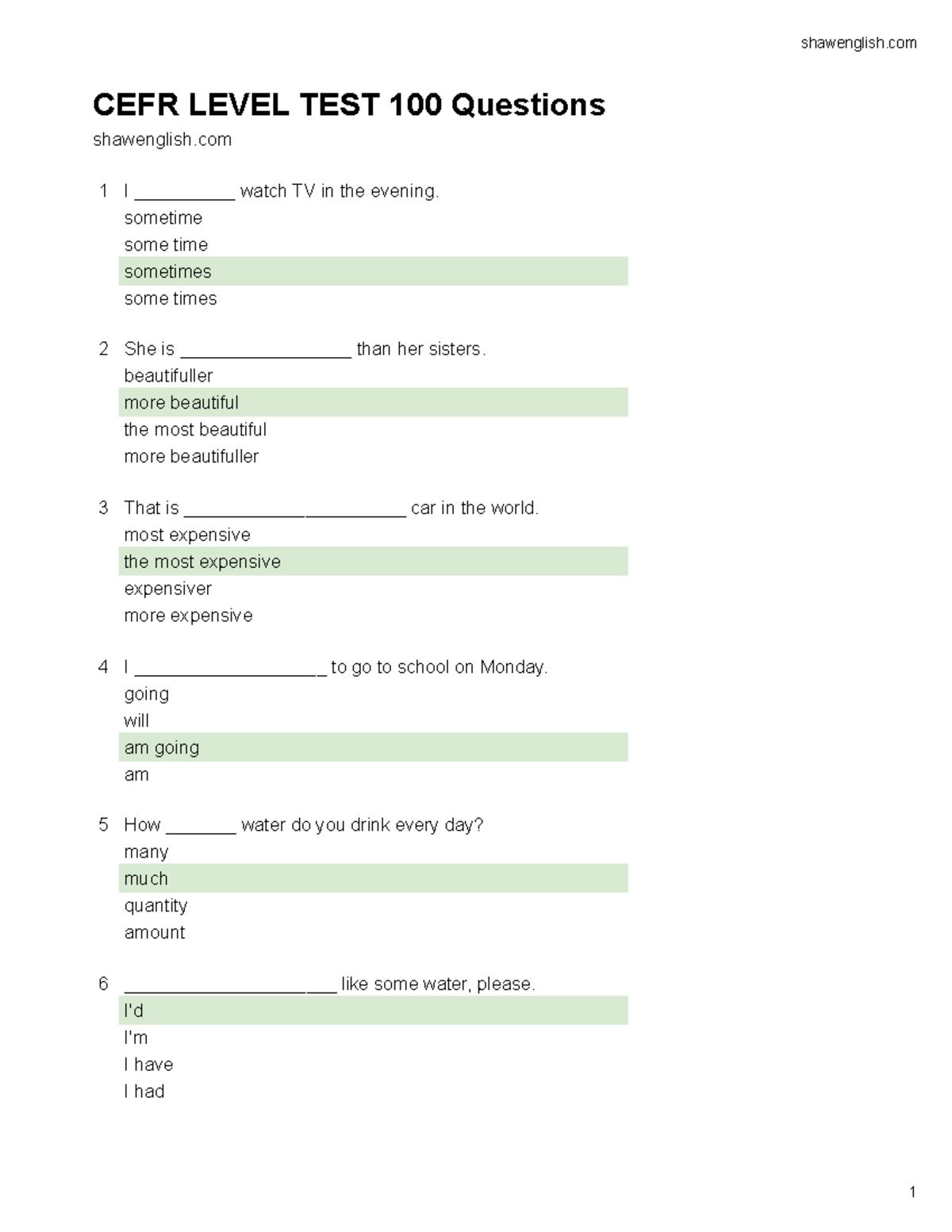 PDF Master CEFR 100 - jhcgjhgkj - CEFR LEVEL TEST 100 Questions ...